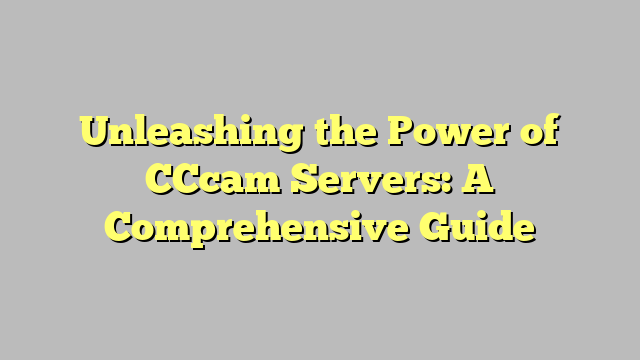 Unleashing the Power of CCcam Servers: A Comprehensive Guide - neeuse.com